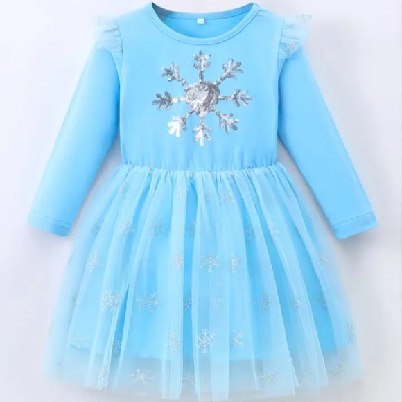Dresses | Christmas Snowflakes Long Sleeve Tulle Tutu Dress | Poshmark
